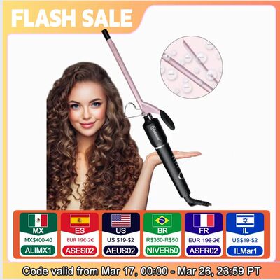 Hatteker 9mm Curling Wand Ceramic Barrel Pro Hair Curler wit