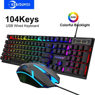 USB Wired Keyboard RGB Color Gaming Keyboard Mechanical Feel
