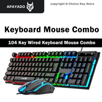 Wired Keyboard and Mouse Combo 104 Key Full Size Gaming Keyb
