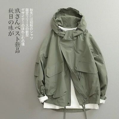 Oversized Army Green Hooded Bomber Jacket Men Women Harajuku