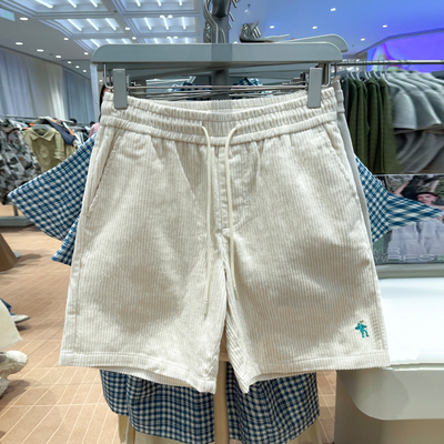 za obasov男装2026夏新款松紧腰五分裤宽松运动刺绣短裤umm650017