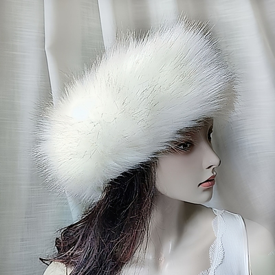 毛古风白色无顶帽毛绒绒民族风