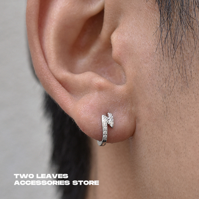 TWOLEAVES纯银男女镶钻闪电耳环