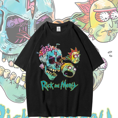 美式RickandMorty瑞克和与莫蒂短袖T恤男半袖衣服个性宽松夏季