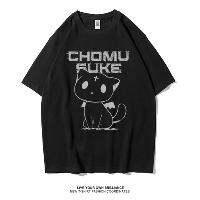 为美好的世界献上爆焰!日系动漫短袖T恤黑猫印花夏季宽松纯棉半袖