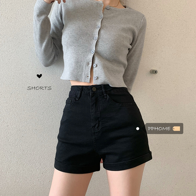 PPHOME春日热卖top1~美式少女满满炒鸡百搭人手款卷边AA牛仔短裤