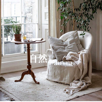 美式自然风白色布艺单人沙发麻布