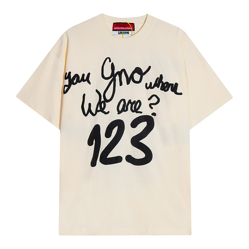 CAVEMPT彩虹贪吃蛇印花复古立体发泡落肩欧美fg短袖高街潮男女T恤_虎窝淘