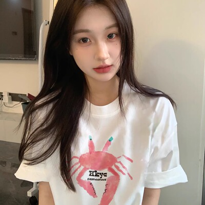 夏季正肩纯棉短袖t恤女美式上衣
