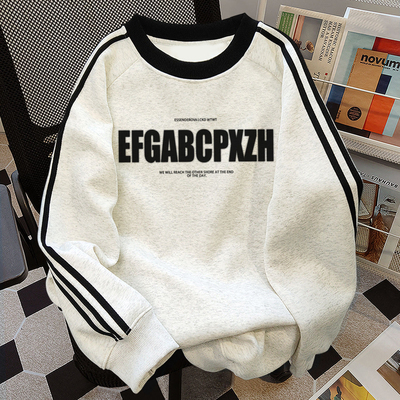 纯棉高级感三条杠男女圆领卫衣