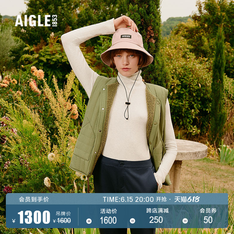 AIGLE艾高秋冬AAW22WOUI014女户外双面穿时尚保暖抓绒棉马甲背心_虎窝淘