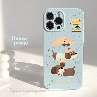日韩ins小众卡通泼墨腊肠狗16适用iphone17promax苹果14promax新款13手机壳11亮面15软壳14全包12男女保护套