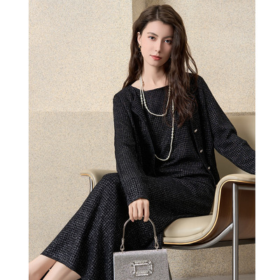 姚领YAOLY2025春新品黑色开襟针织892M12751