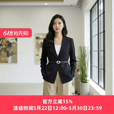 YAOLY姚领轻熟优雅风黑色西装外套女收腰840H10051