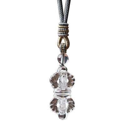 金刚杵白水晶吊坠藏式降魔杵项链