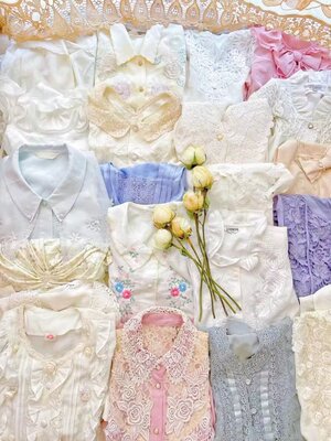 vintage少女法式纯色雪纺衬衫