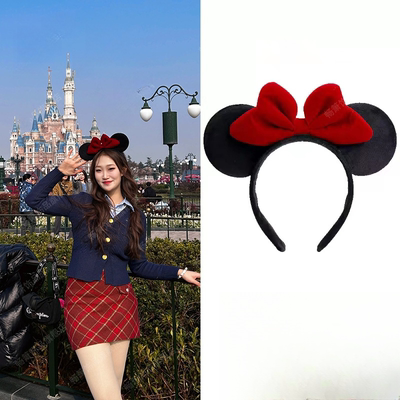 拍照必备发饰迪士尼游玩女2025新款米妮发箍儿童蝴蝶结头箍