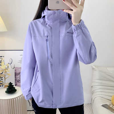 户外冲锋衣女春秋单层薄登山外套