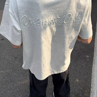美式高街字母凹凸印短袖t恤男