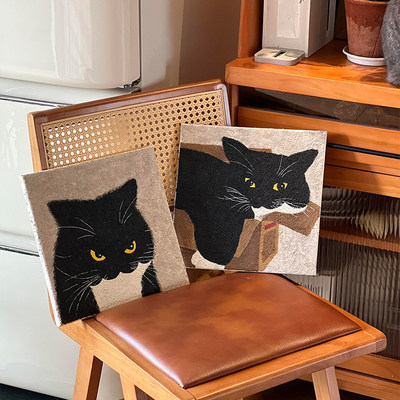 复古玄猫卧室萌趣装饰画可