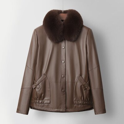 n63冬季妈妈装皮衣40外套50岁女a03女士60中年80加棉加厚70皮夹克