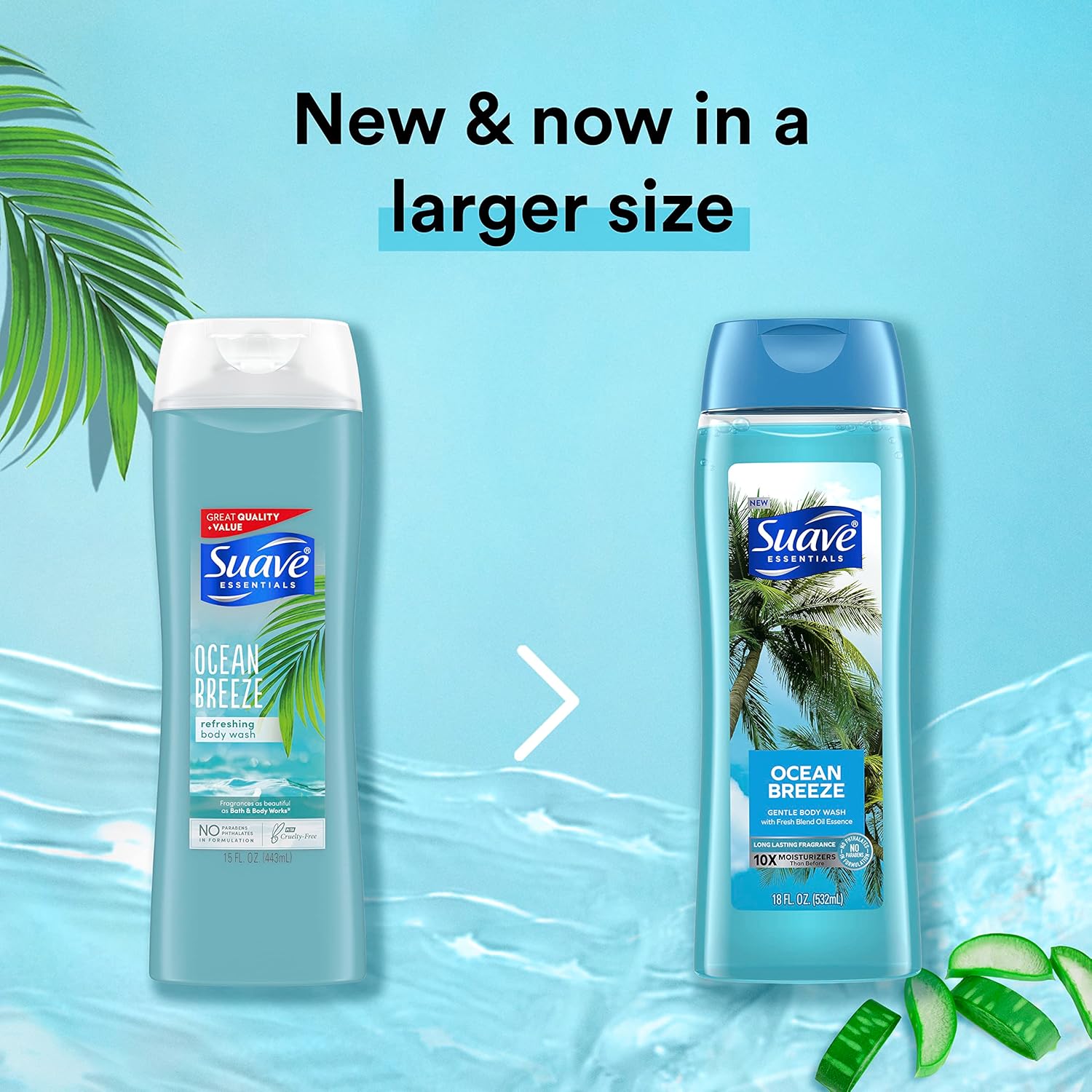 Suave Essentials新版 含有海藻水润自然风沐浴露500ml美国造现货