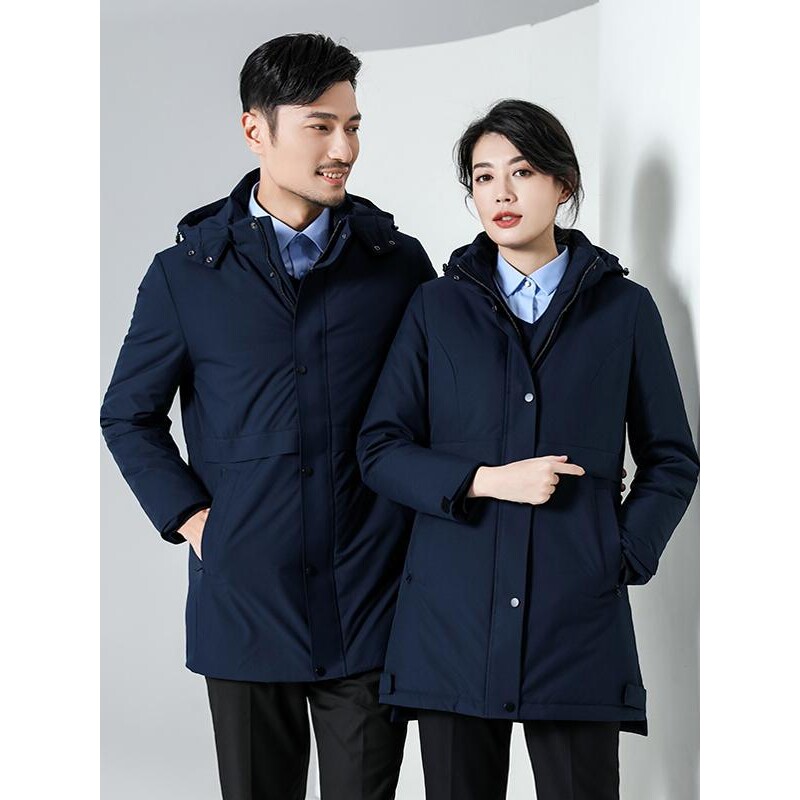 工装羽绒服女职业装冬季商务工作服男女同款短款银行企业单位