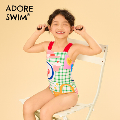 爱多尔女童泳衣连体海边度假温泉