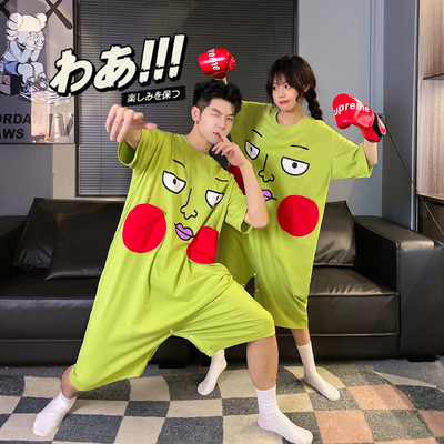 小酒窝连体睡衣女夏短袖纯棉灵能