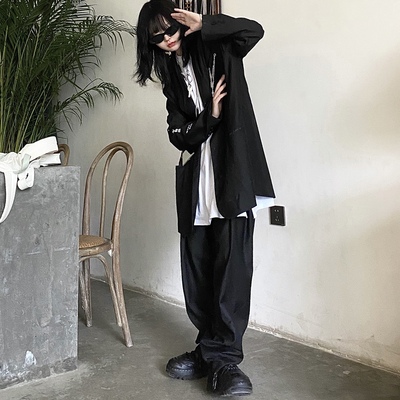 慵懒刺绣ins潮街头风西装外套