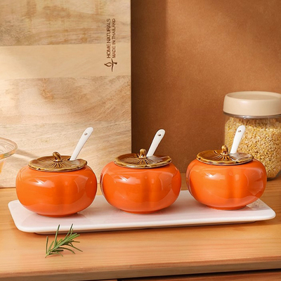 柿柿如意兔子陶瓷调味罐厨房家用套装小吃店辣椒油盐罐调料盐糖罐