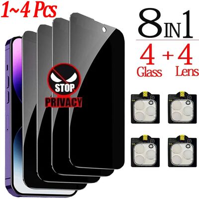 Anti-Spy Glass For iPhone 16 15 14 13 Pro Max Privacy Screen Protectors & Camera Protection Film