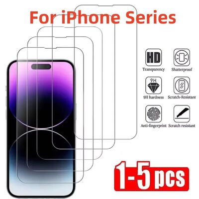 1-5Pcs Tempered Glass for IPhone 17 16 15 14 13 12 11 Pro Ma