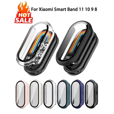 Tempered Glass+PC Case For Xiaomi Mi Band 11 10 9 8 Shockpro