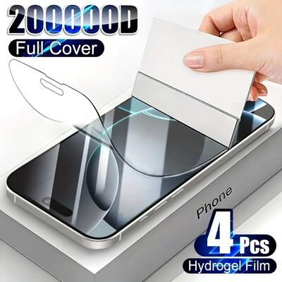 4Pcs Full Cover Hydrogel Film for iPhone 17 16 15 Pro Max 16