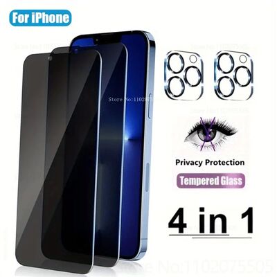 2pcs Full Screen Privacy Tempered Glass+2pcs Lens Protectors