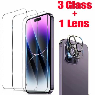 HD Screen Protection For iPhone 16 15 17 14 13 12 11Tempered Glass iPhone15 Pro Camera Lens Film
