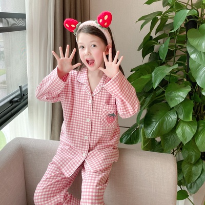 秋冬亲子睡衣纯棉一家三口家居服