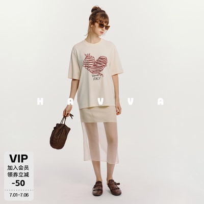 HAVVA落肩短袖oversize宽松T恤