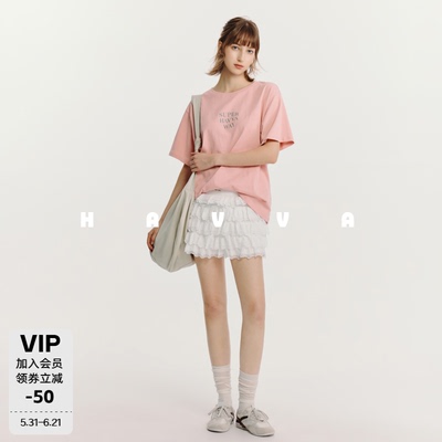 HAVVA女士圆领印花短袖T恤