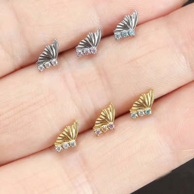 钛合金耳骨钉耳钉flat唇钉九尾狐爆闪蝴蝶内螺纹替换头穿刺饰品