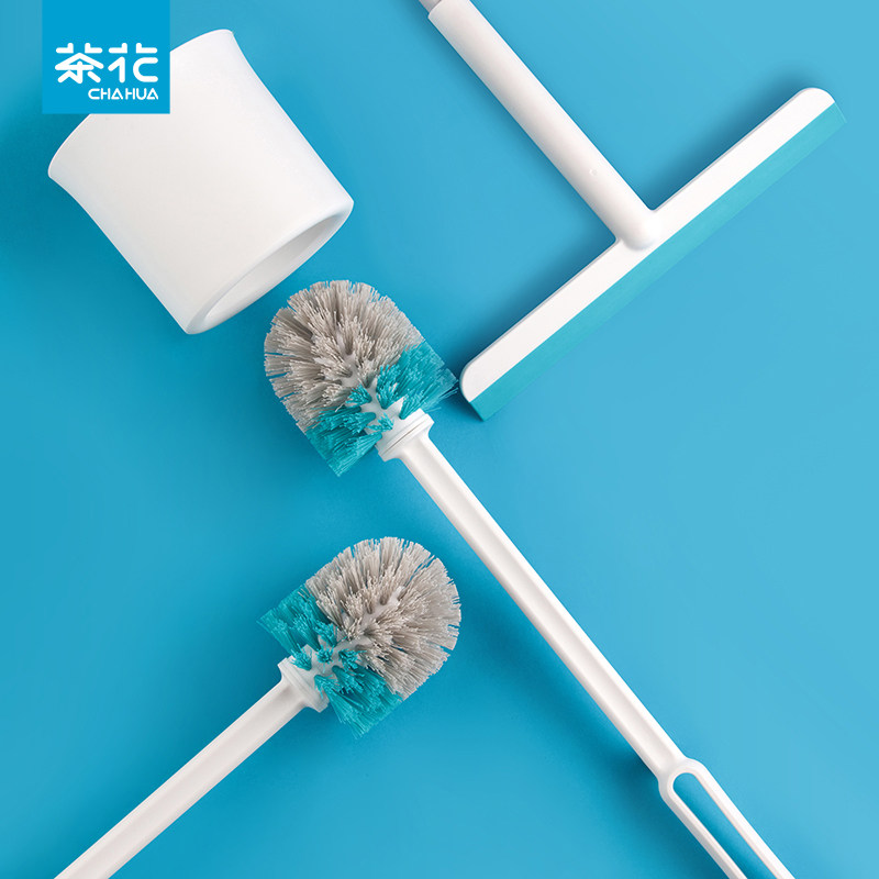 茶花马桶刷挂墙式家用卫生间免打孔厕所刷子长柄壁挂清洁刷刮水器