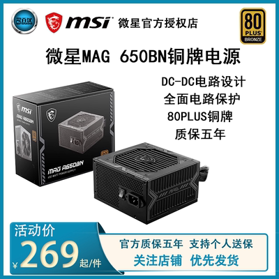 微星650BNL电源额定650W铜牌