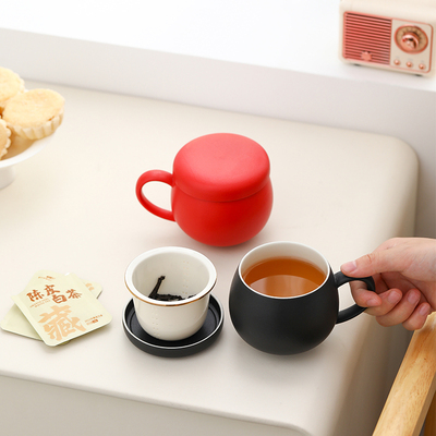 马克杯定制刻logo茶水分离杯