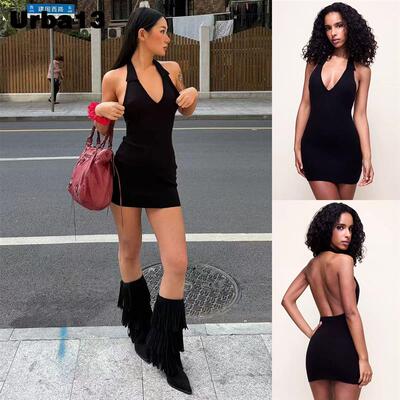 Urba13买手店正品现货Danielle Guizio包臀连衣裙辣妹露背短裙女