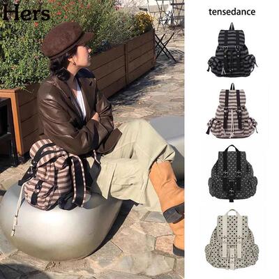 正品newjeans章若楠同款tensedance学院风条纹机能双肩包