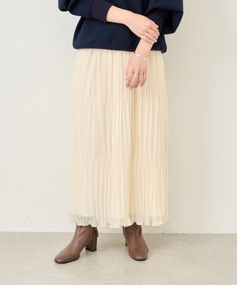 自然褶皱敲显瘦中长百褶半身裙