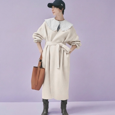 【新年折扣】MO家升档次王炸款 匠心手缝 弧形门襟系带双面呢大衣