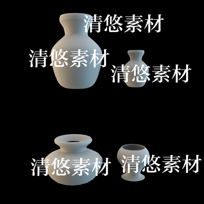 4个 c4d fbx obj格式瓷器花瓶罐子文件 非实物B277