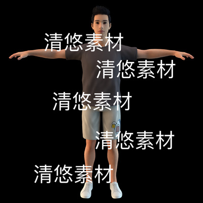 c4d fbx格式现代夏装帅气男人物青年骨骼绑定文件 非实物B969